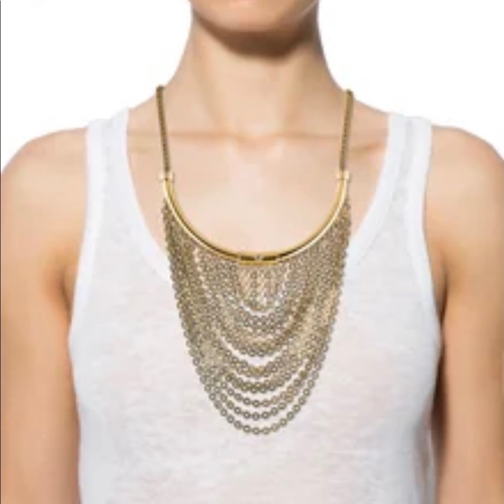 Henri Bendel Gold Tone Statement Chain Collar Necklace - Gem
